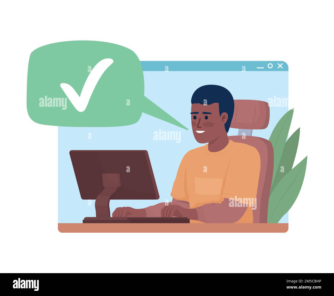 Computer worker flat concept vector illustration Stock Vector Image ...