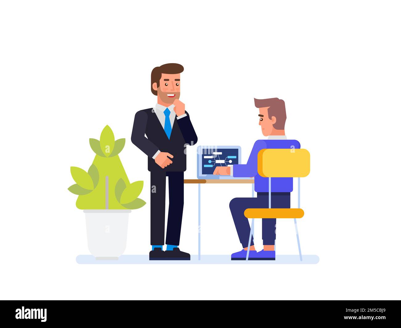 Manager of Project and IT-specialist working together. Vector flat ...