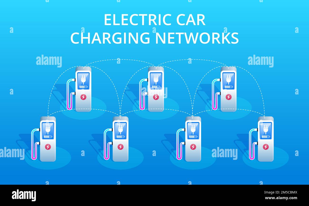 Electric Car Charging Networks. Vector icons Stock Vector Image & Art ...