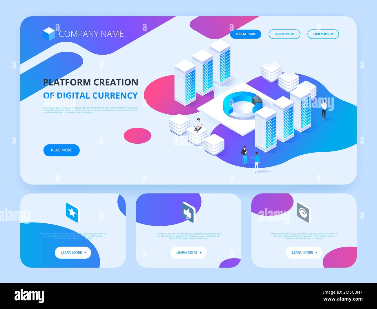 Header for Website. Cryptocurrency and blockchain. Platform creation of ...