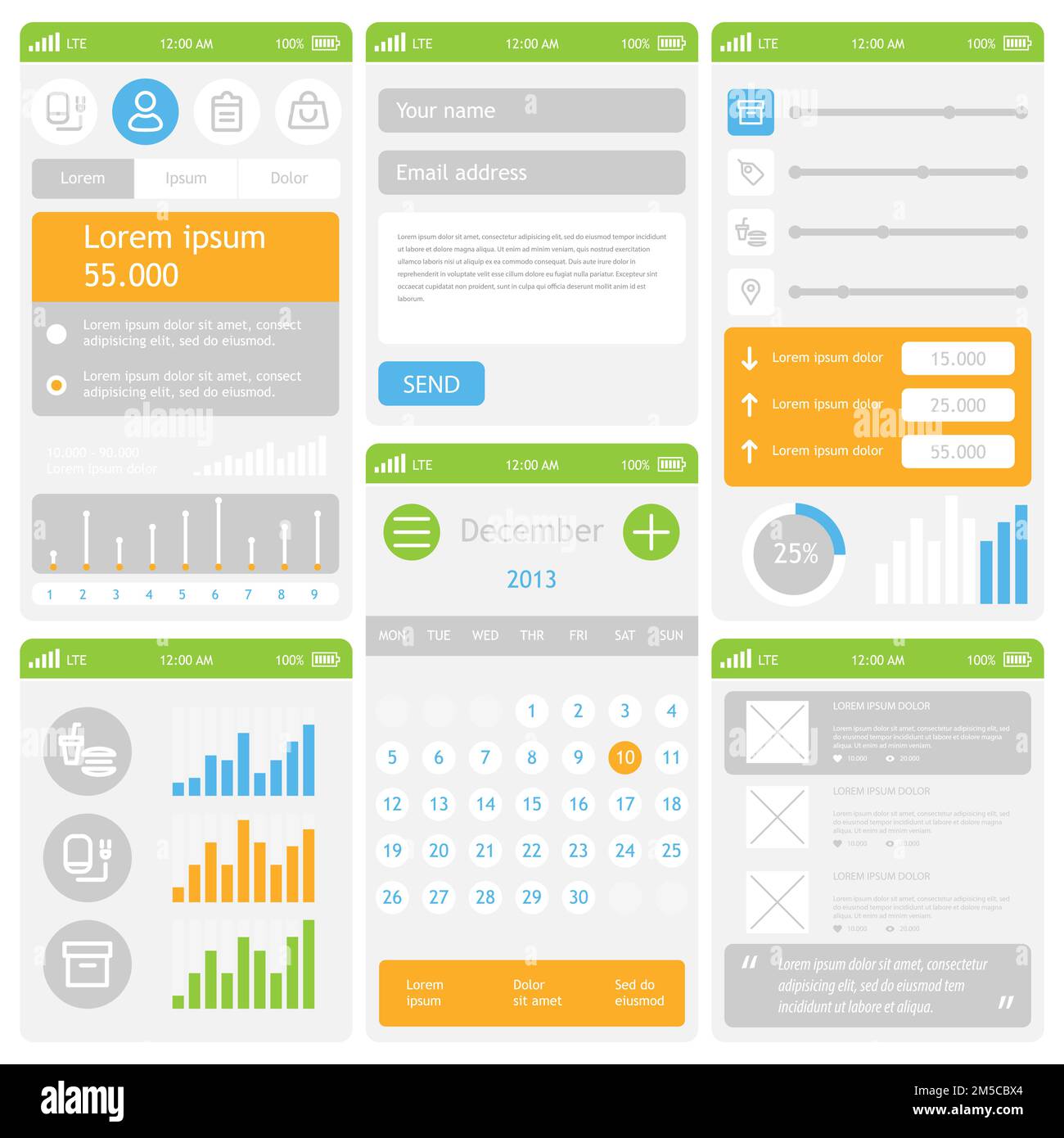Flat mobile UI design. Eps 10. User Interface elements for mobile ...