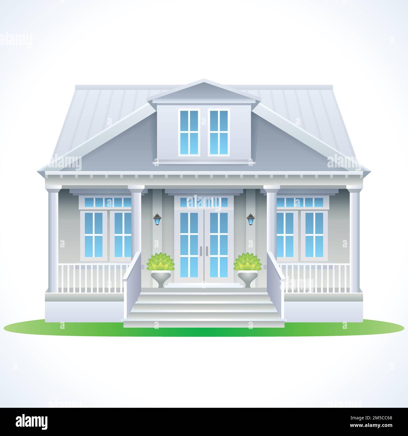 Vector illustration of cool detailed house isolated on white background ...