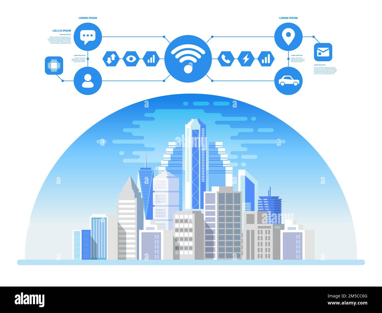 Urban landscape with buildings and skyscrapers. Concept of smart city ...