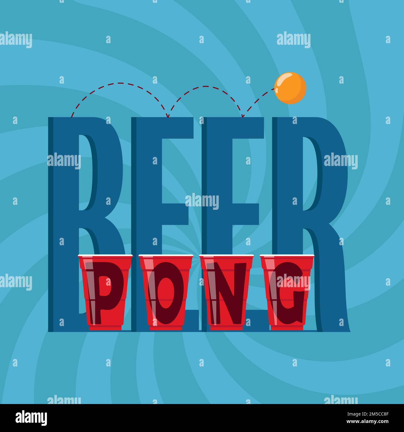 Beer Pong Poster With Red Plastic Cup And Ball Traditional Party