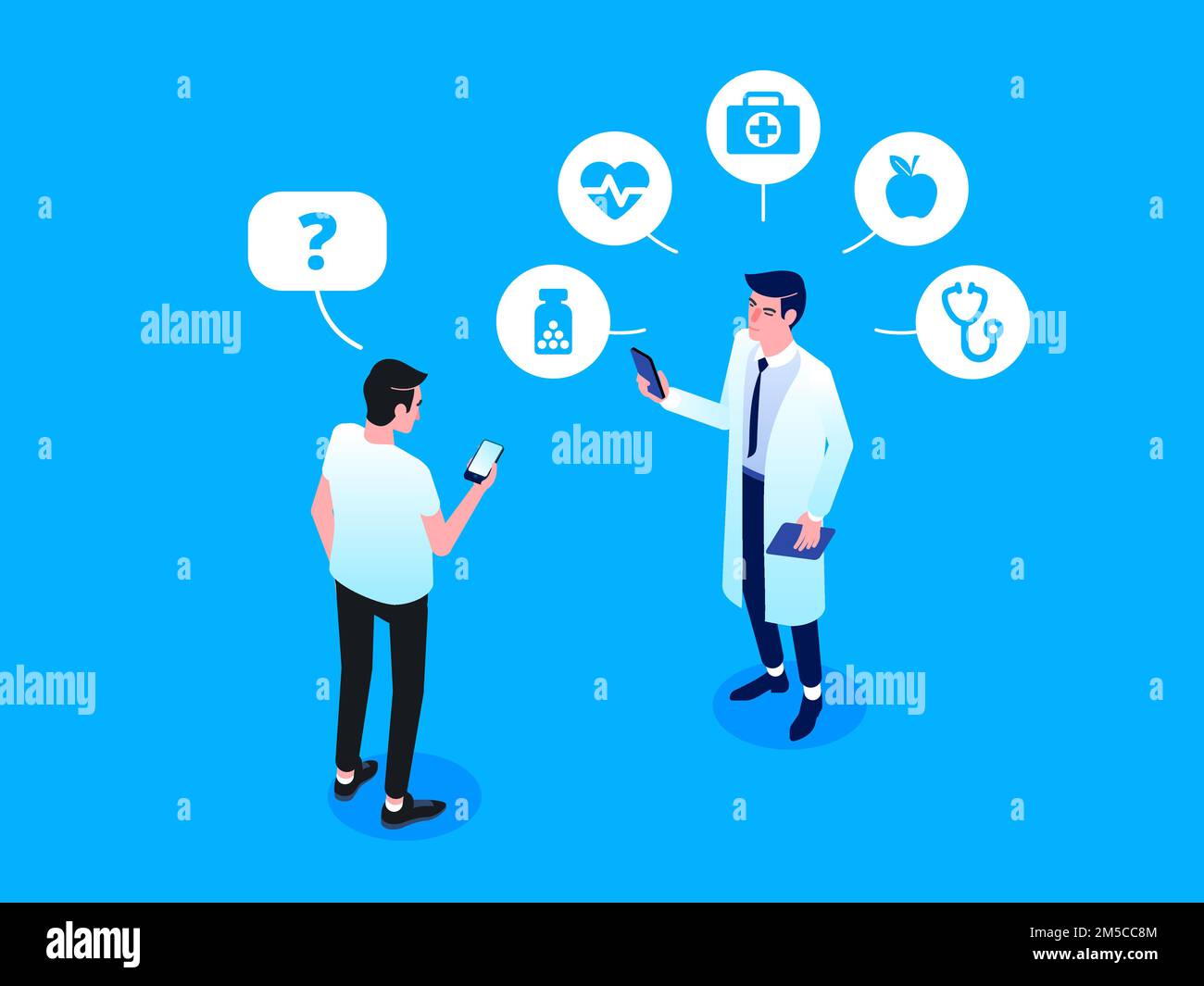 Patient meeting a professional doctor online on a smartphone, online ...