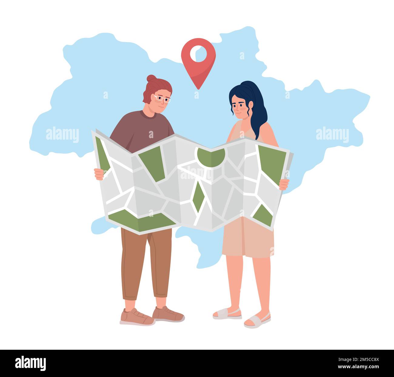 Young couple look at Ukraine road map 2D vector isolated illustration Stock Vector Image & Art ...
