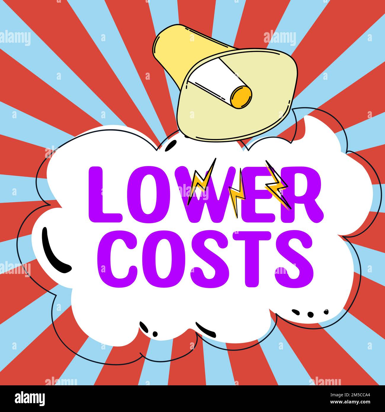 Text caption presenting Lower Costs. Business idea the business sets ...