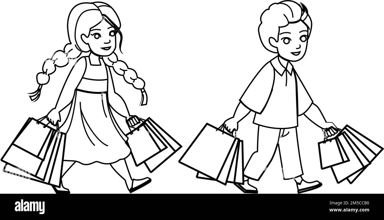 shopping kid vector Stock Vector Image & Art - Alamy