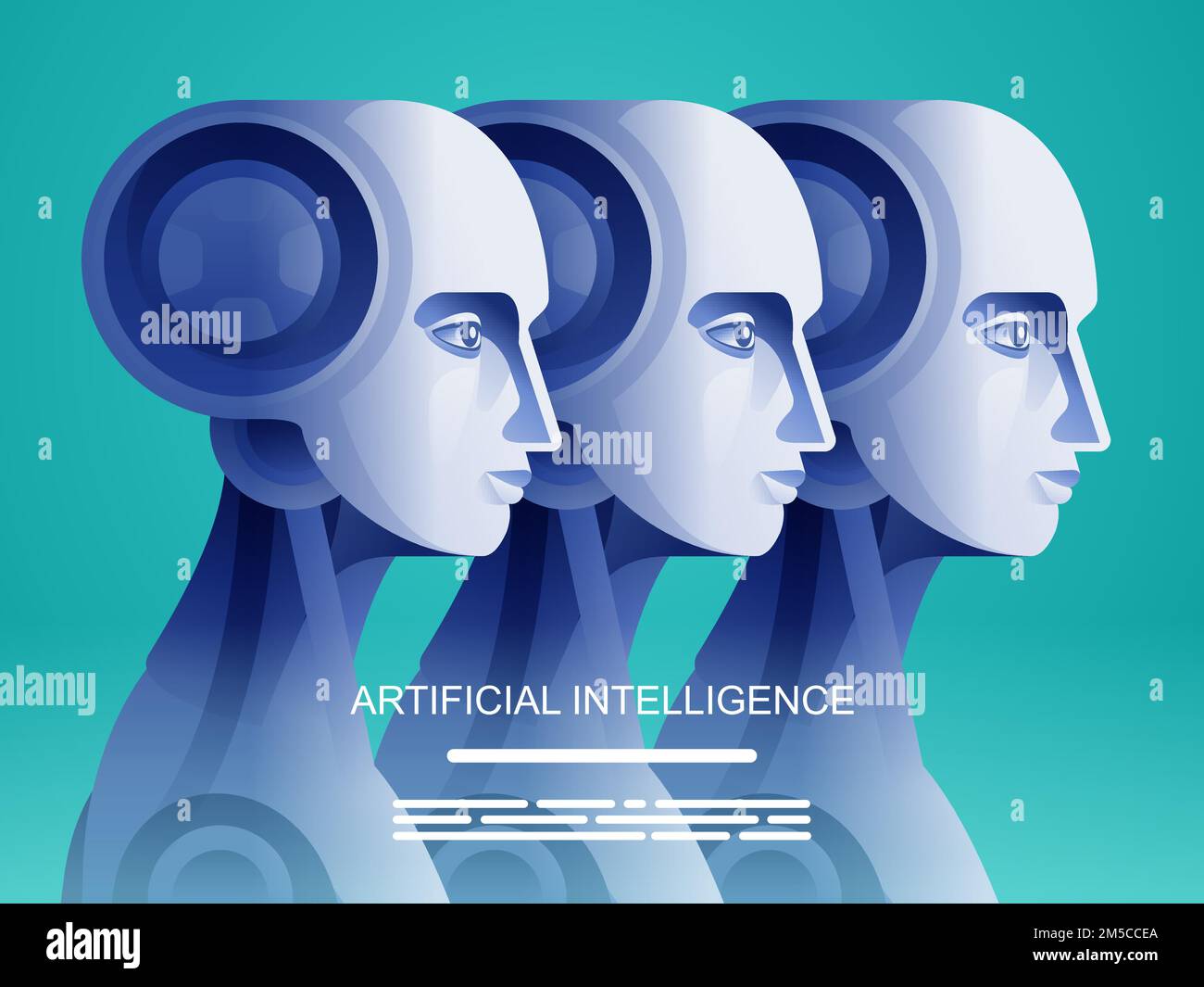 Artificial intelligence Robot vs Human Vector illustration Stock Vector ...