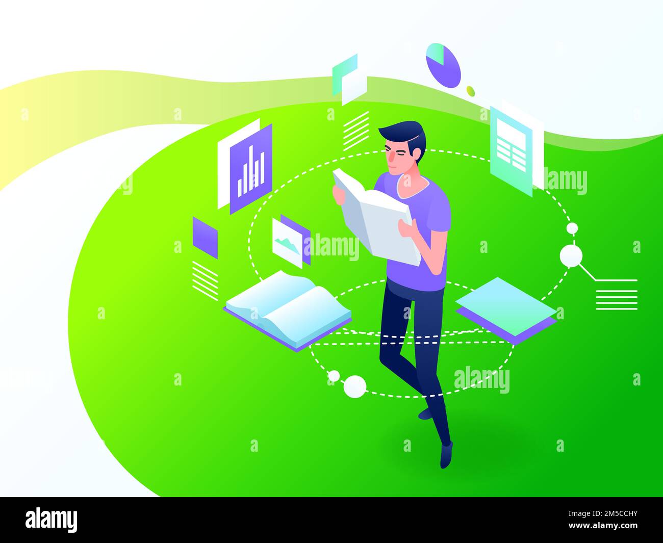 Online education concept. E-learning internet study. Isometric vector ...