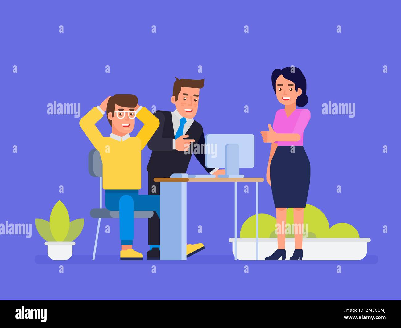 Business team achieved success. Group of young people, startup company ...