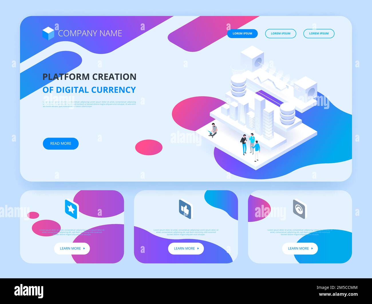 Header for Website. Cryptocurrency and blockchain. Platform creation of digital currency ...