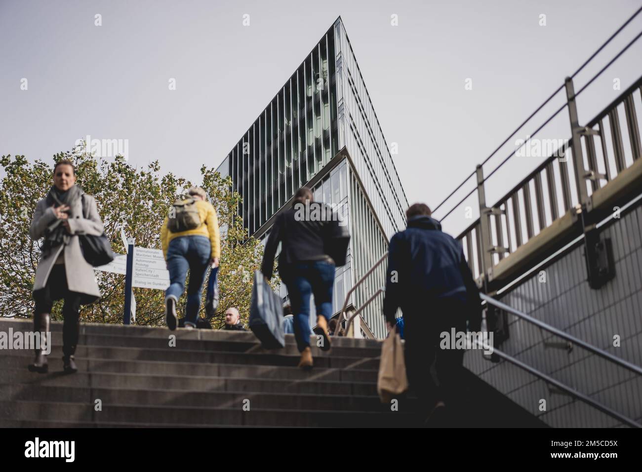 People commuting to work early in the morning in Hamburg, Germany Stock ...