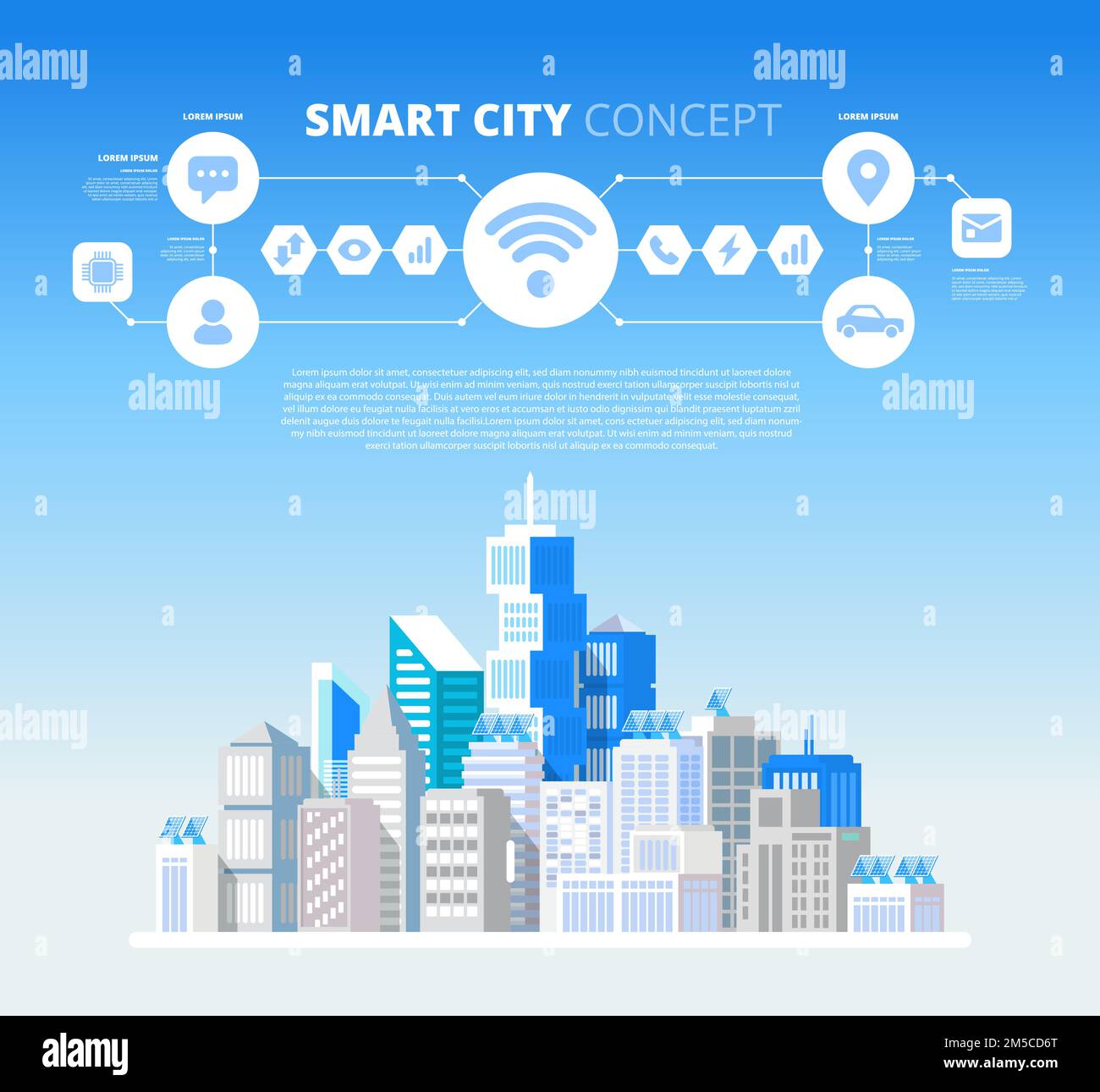 Smart City Concept. Vector illustration with infographics Stock Vector ...