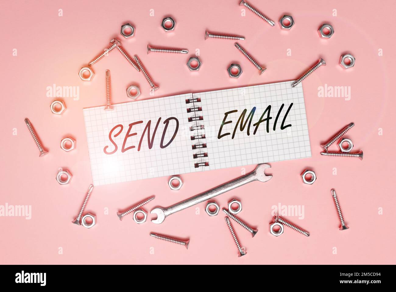 Writing displaying text Send Email. Concept meaning the system for using computers to send ...