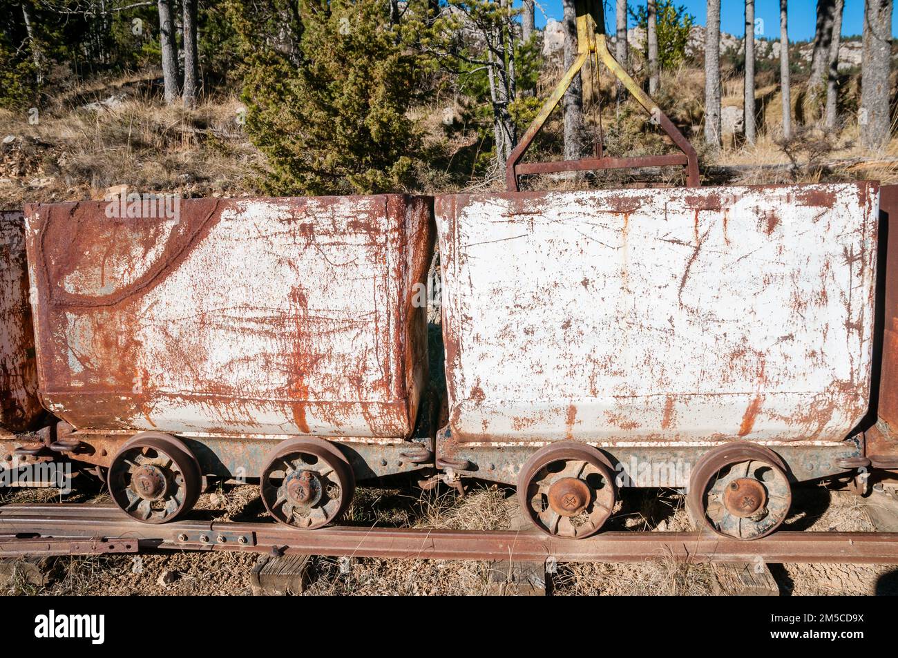 disused mining wagons, Old railway route, now converted into a tourist ...