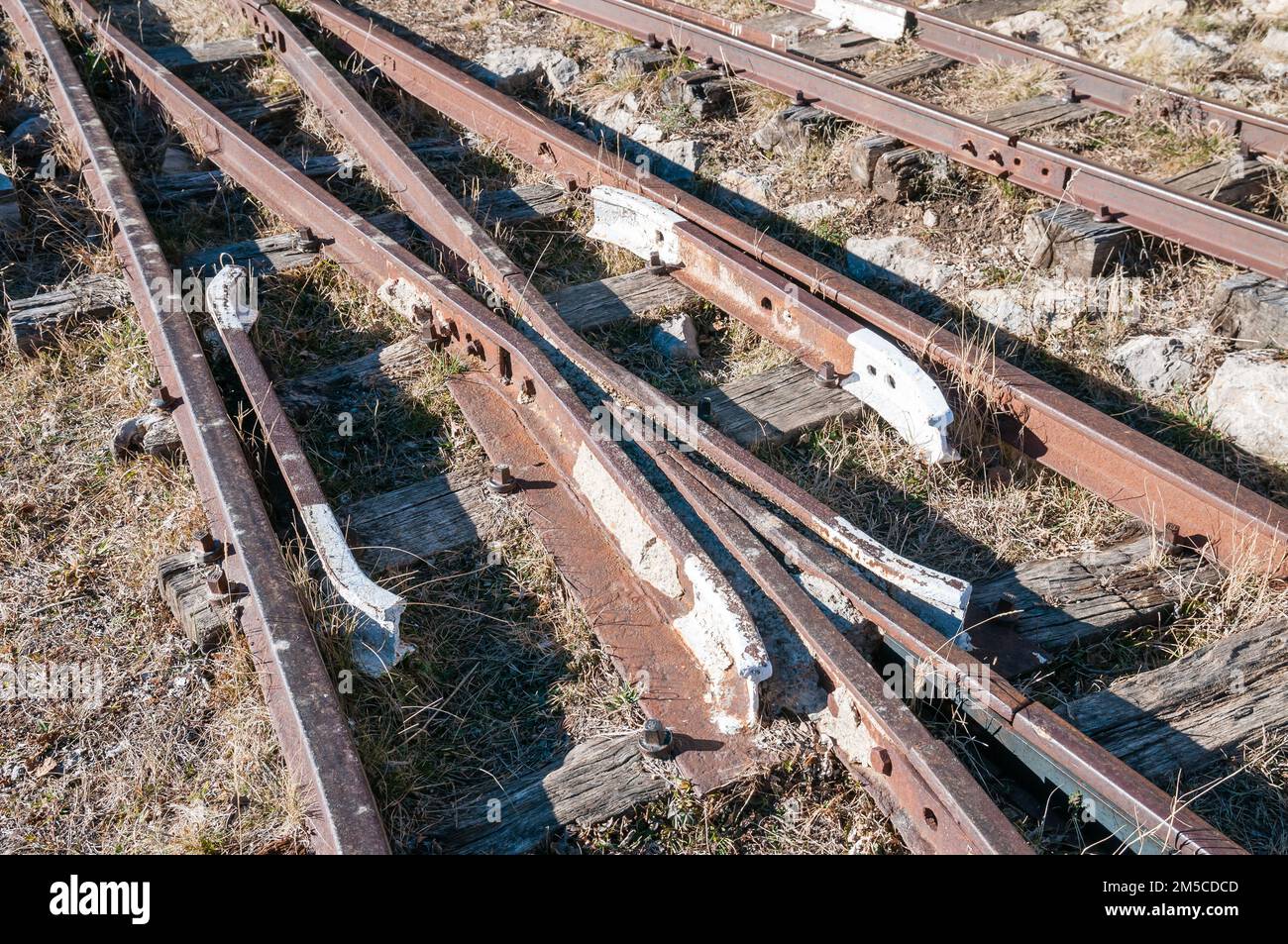 Railroad switch, Old railway route, now converted into a tourist ...