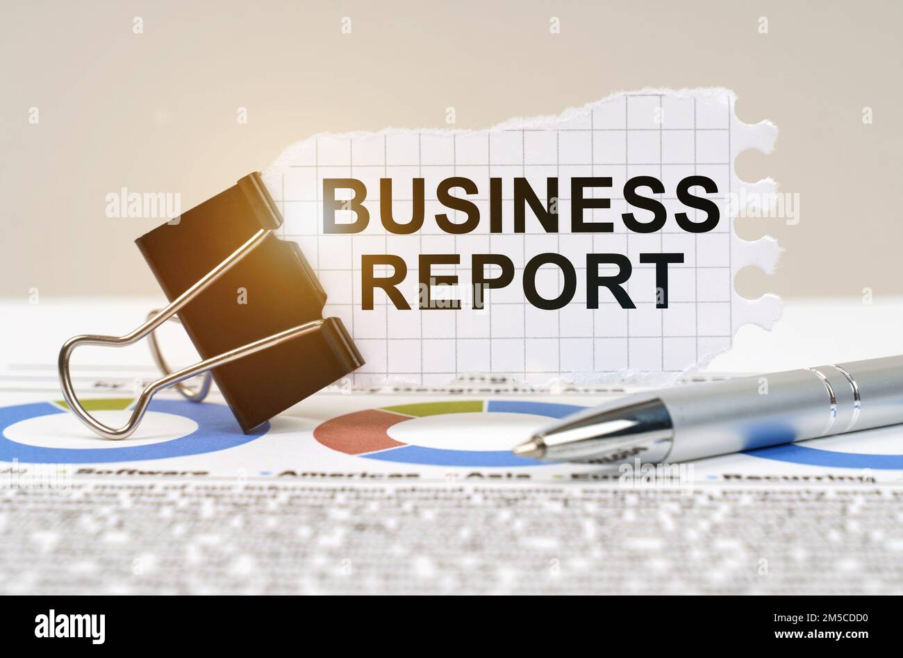 Business concept. On the table are reporting charts, a pen, in a clip ...