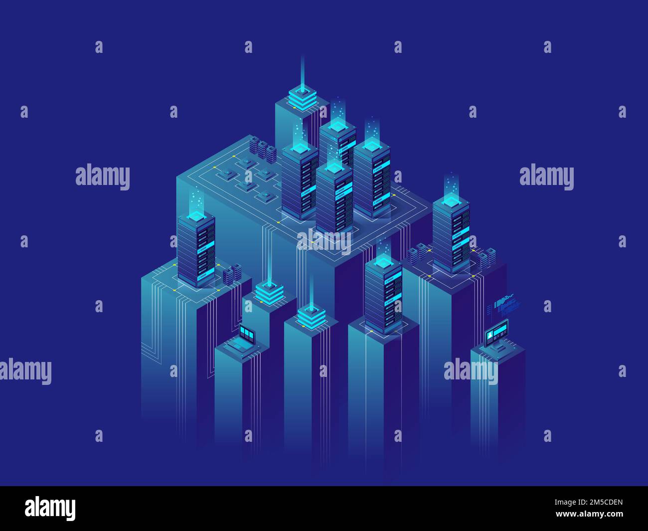 Isometric 3D vector illustration concept server room data center Stock ...