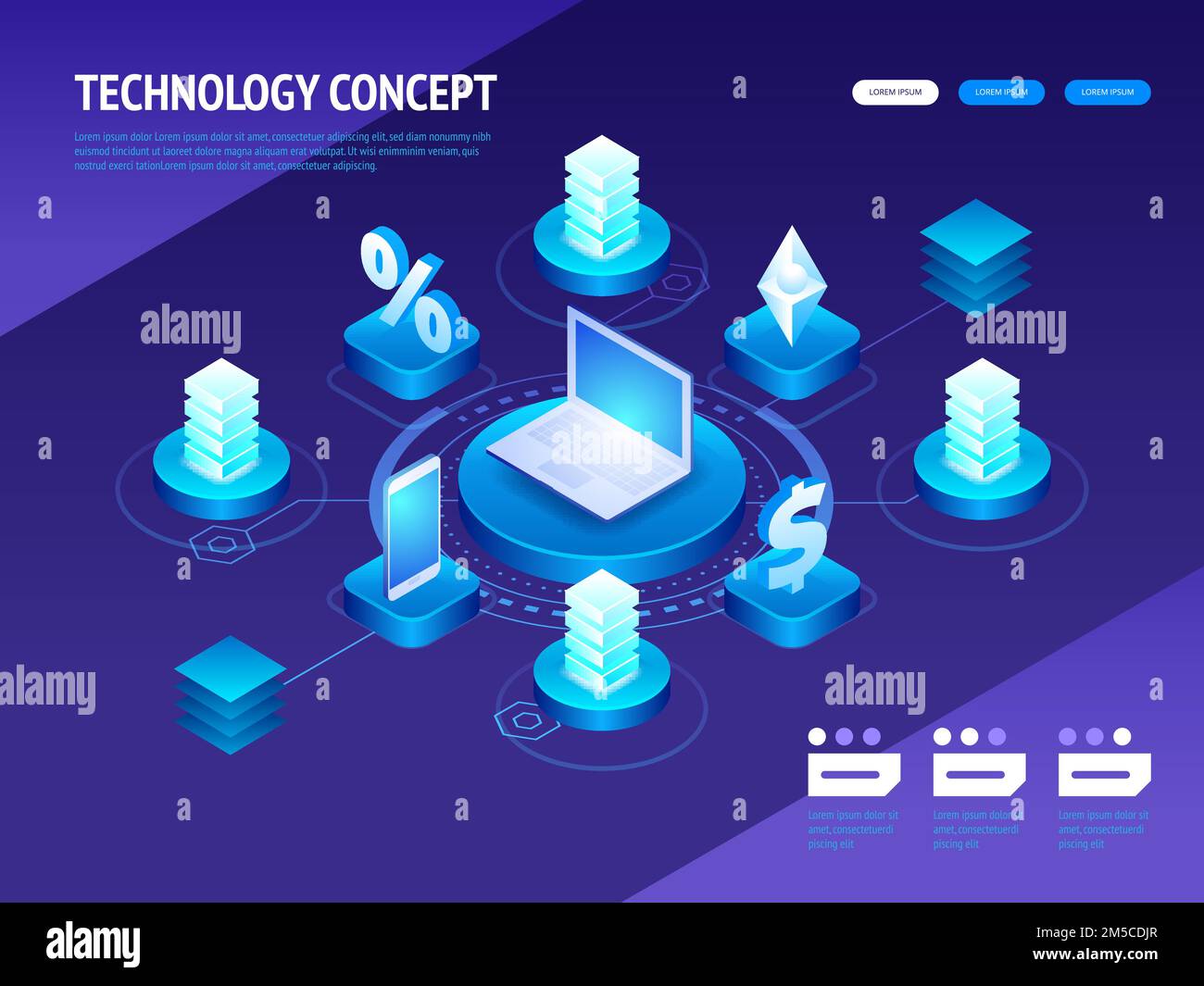 Digital technology concept Vector isometric illustration Stock Vector ...