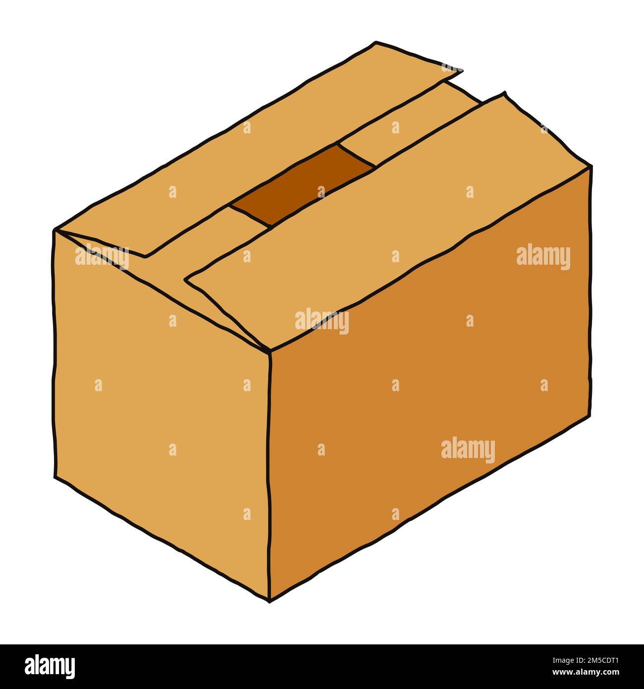 brown corrugated cardboard packet hand drawn illustration Stock Photo ...