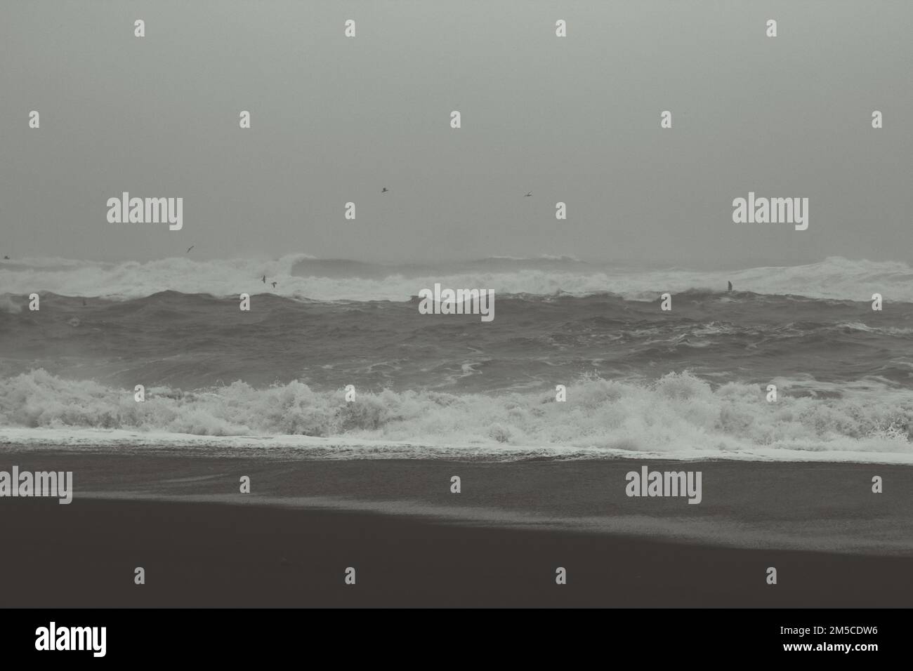 Rough ocean at stormy weather monochrome landscape photo Stock Photo ...