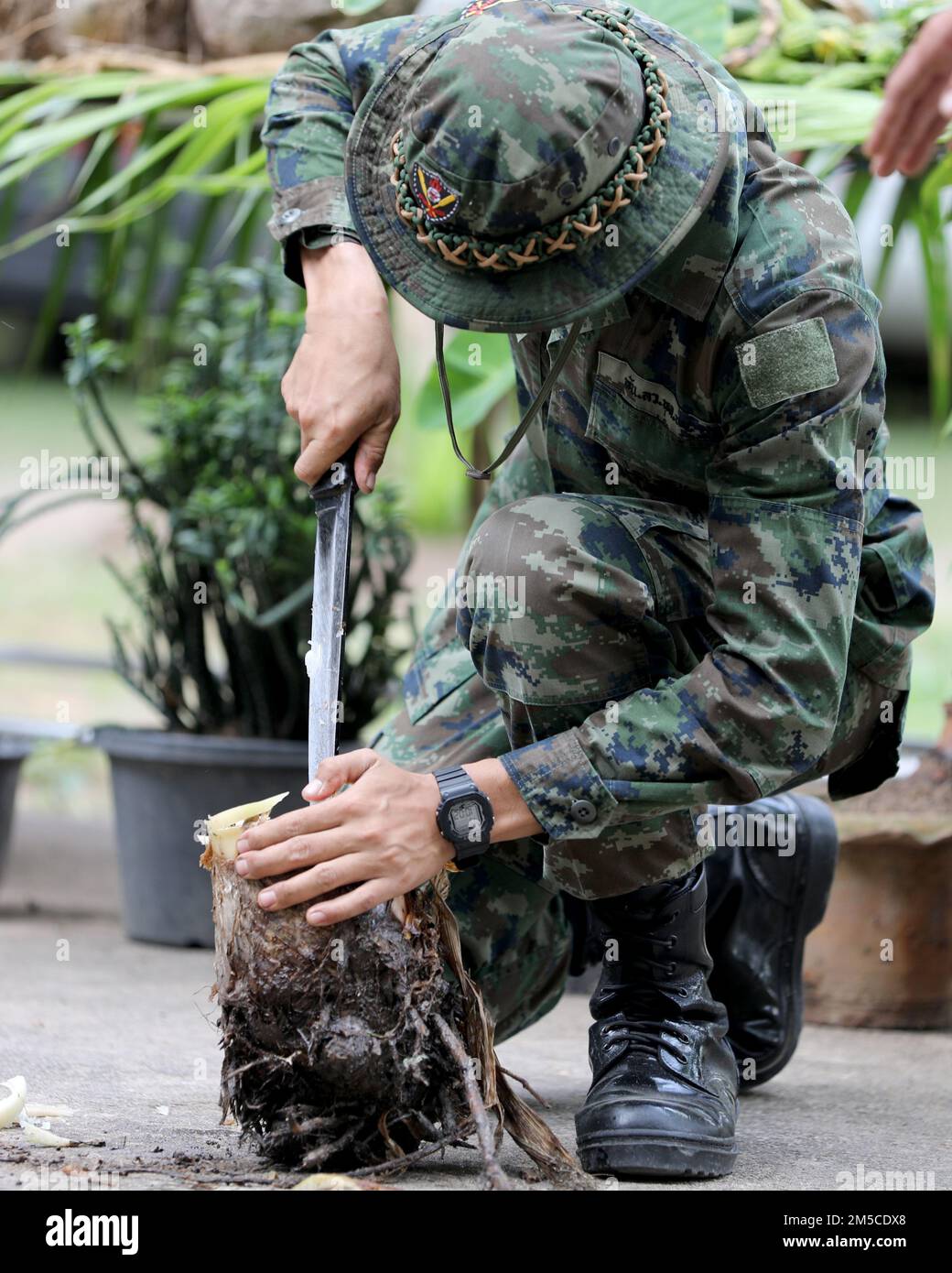 A Royal Thai Marine with Reconnaissance Battalion, Thai Marine Division ...