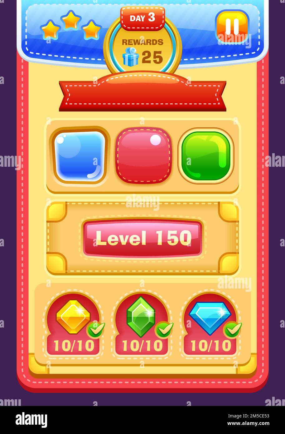 Game interface elements buttons, progress bar, icons and fields for game Stock Vector Image ...