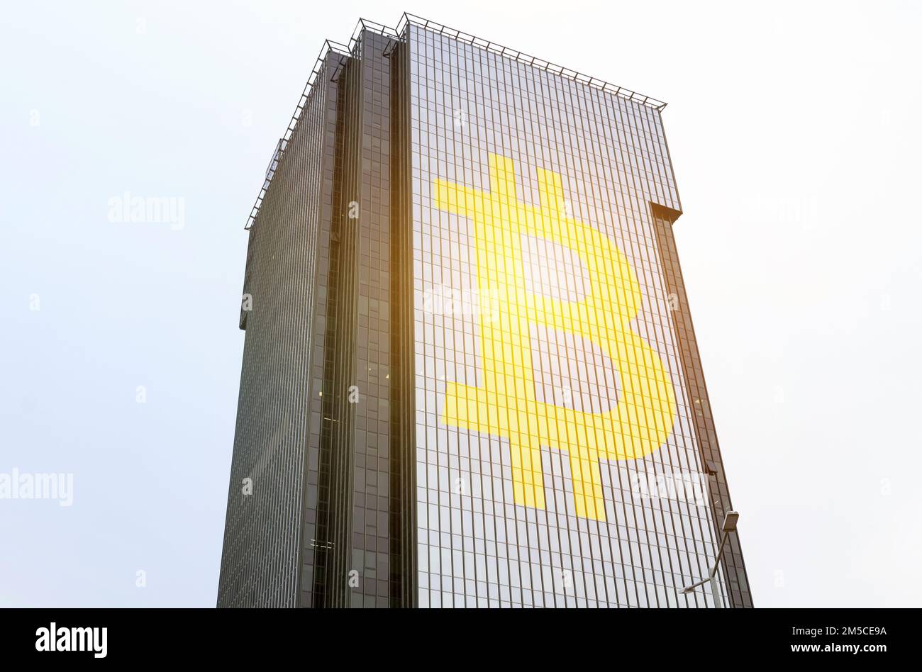 Business concept. A symbol is depicted on the glass surface of the ...