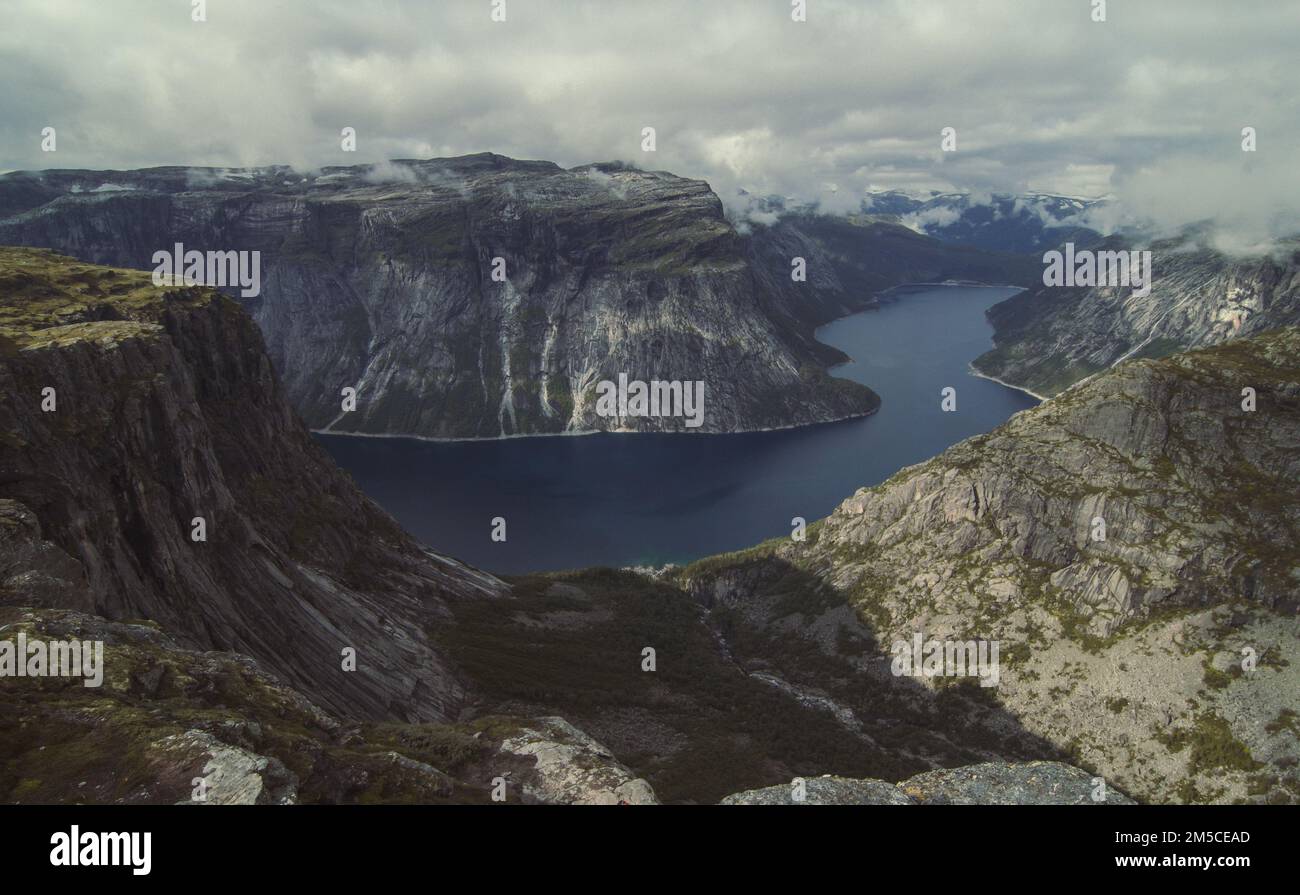 Curved river between mountains landscape photo Stock Photo - Alamy