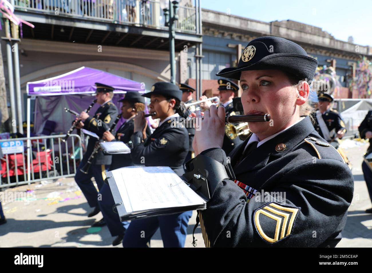 U.S. Army Reserve soldiers from the 313th Army Band participate in the ...