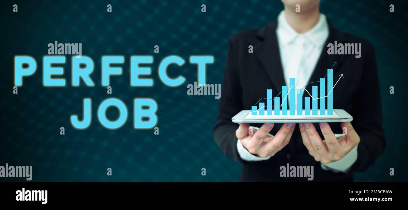 Inspiration showing sign Perfect Job. Internet Concept a job that ...