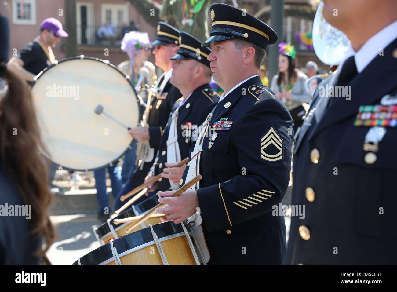 U.S. Army Reserve soldiers from the 313th Army Band participate in the ...