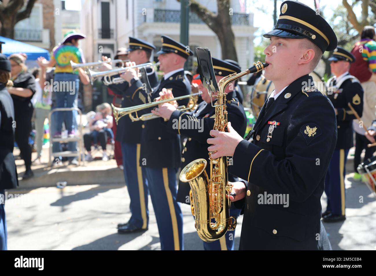 U.S. Army Reserve soldiers from the 313th Army Band participate in the ...