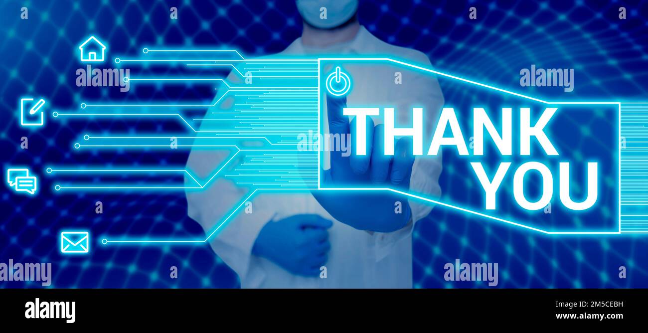 Handwriting text Thank You. Internet Concept replaying on something ...