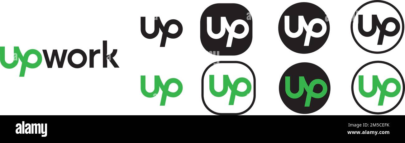 An editable pack of vector icons of Upwork logotype icons on a white ...