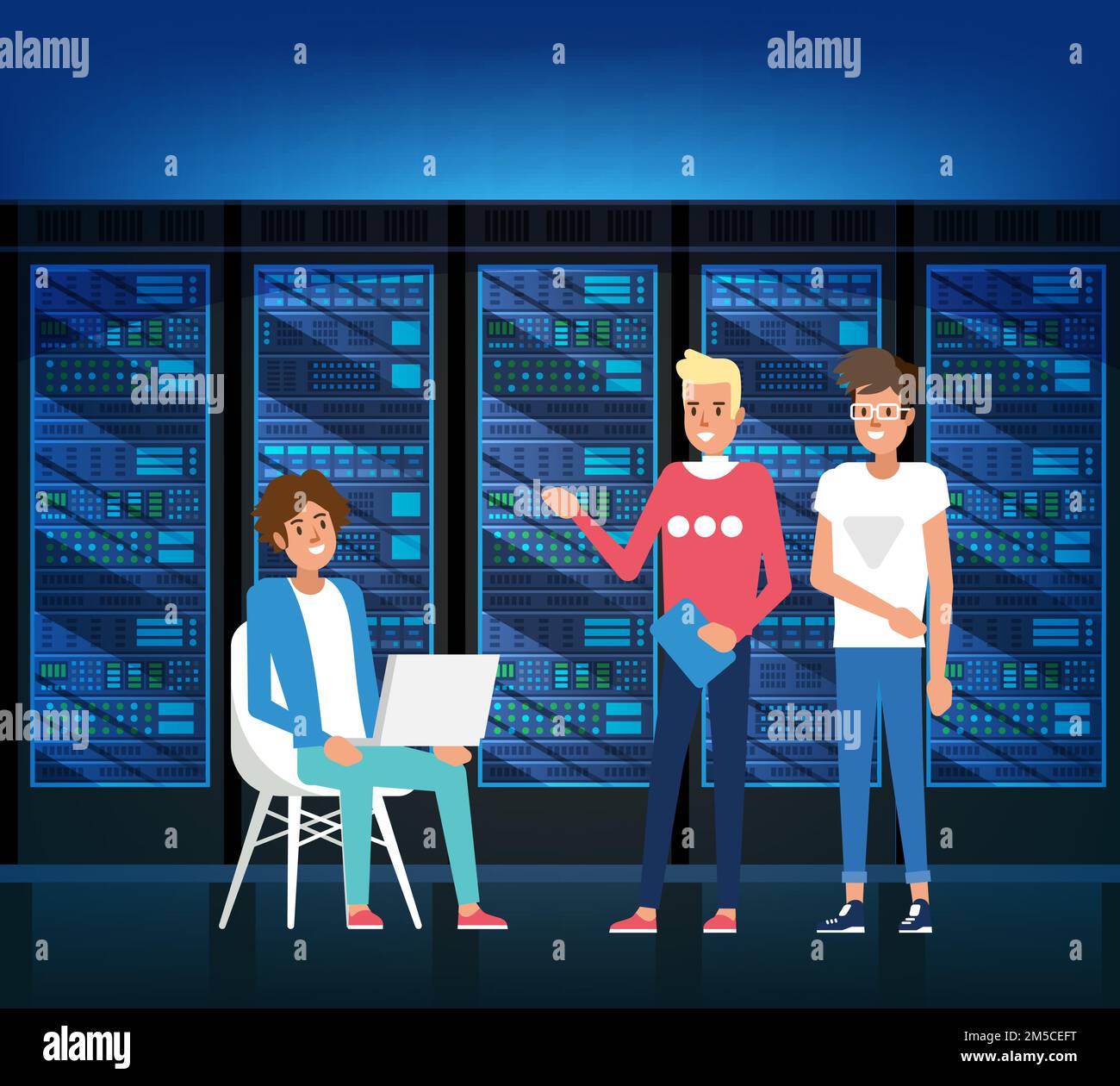 Data Center. Techniques, IT Specialist and Service Staff. Vector Stock ...