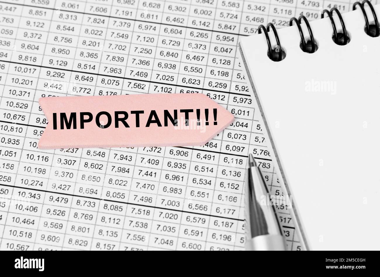 Business concept. On the table among the reports is a notebook, a pen ...