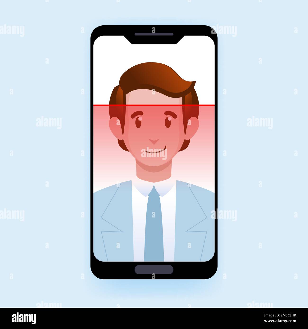 Smart Phone Scanning Man Face Modern Recognition System Access Control Technology Biometrical ...