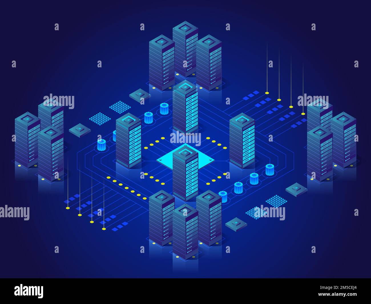 Concept Of Big Data Processing Energy Station Of Future Server Room Rack Data Center