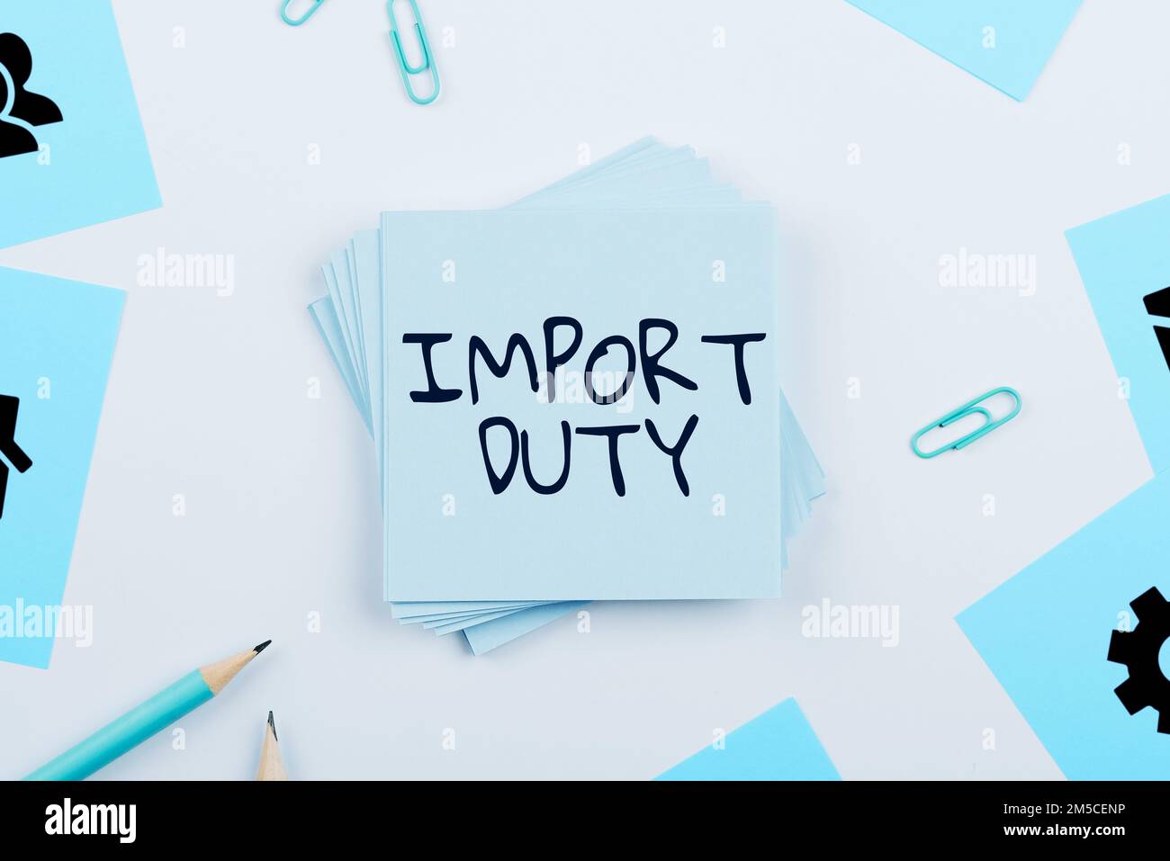 Text caption presenting Import Duty. Internet Concept tax imposed by a ...