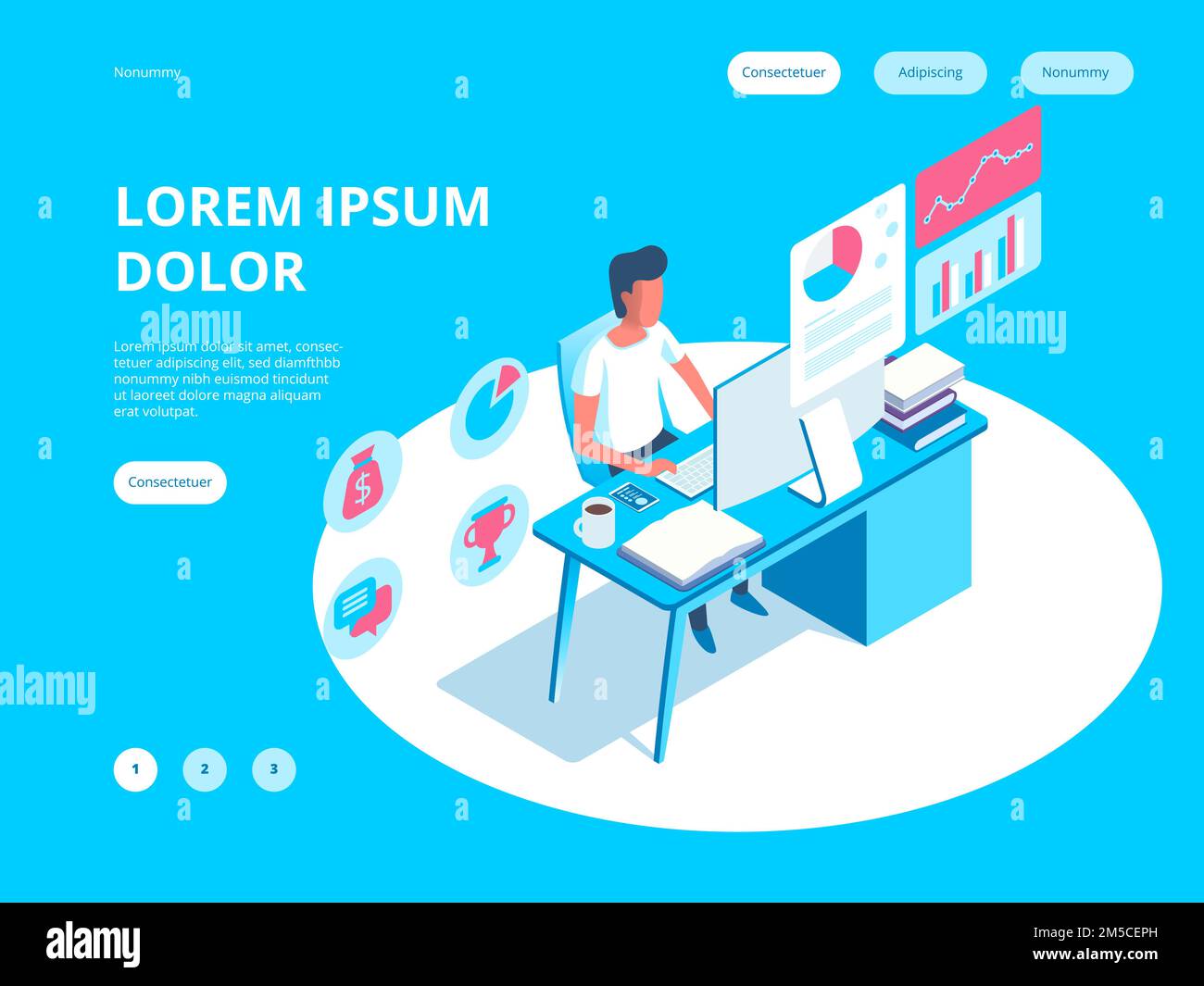 Young man working on the computer programmer, business analysis, design ...