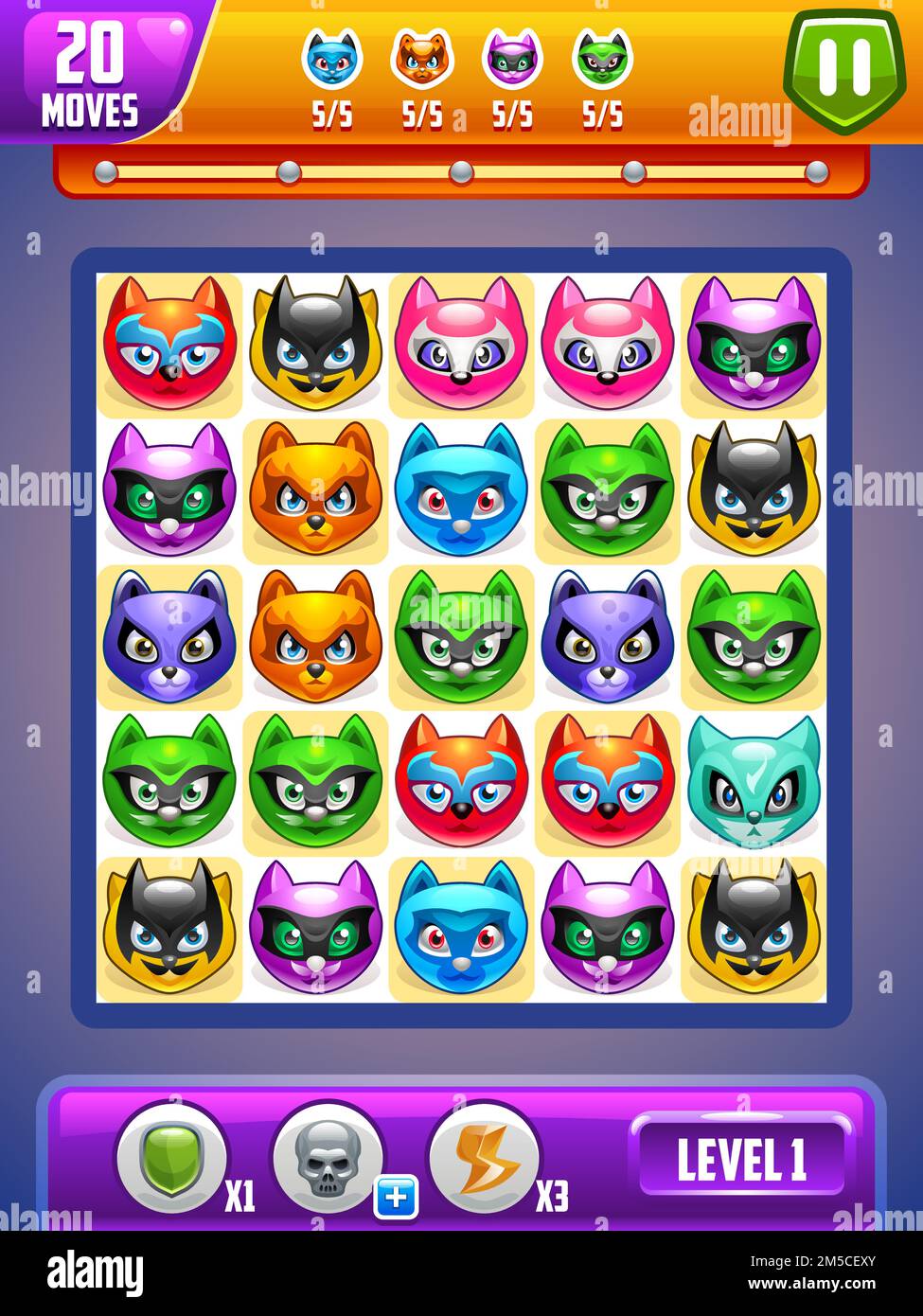 Game UI. Gameplay, Heads-Up Display screen. Vector eps 10 Stock Vector ...