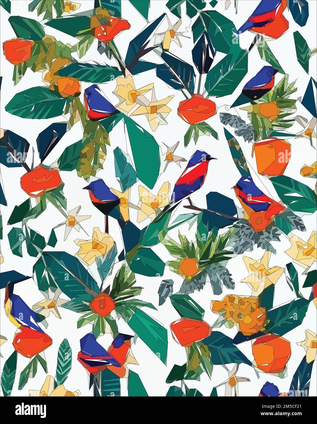 Birds, jungle and floral illustration with outlines. Pattern for ...