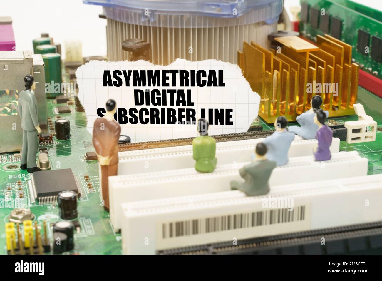 Technology and computer concept. On the motherboard there are figures ...