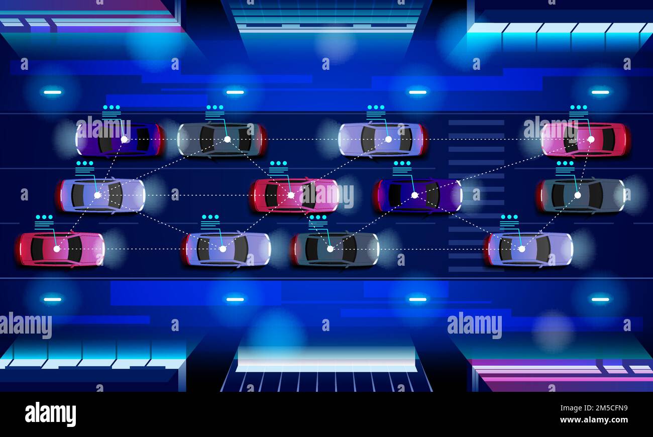 Smart car concept Autonomous self-driving vehicle on the city road ...