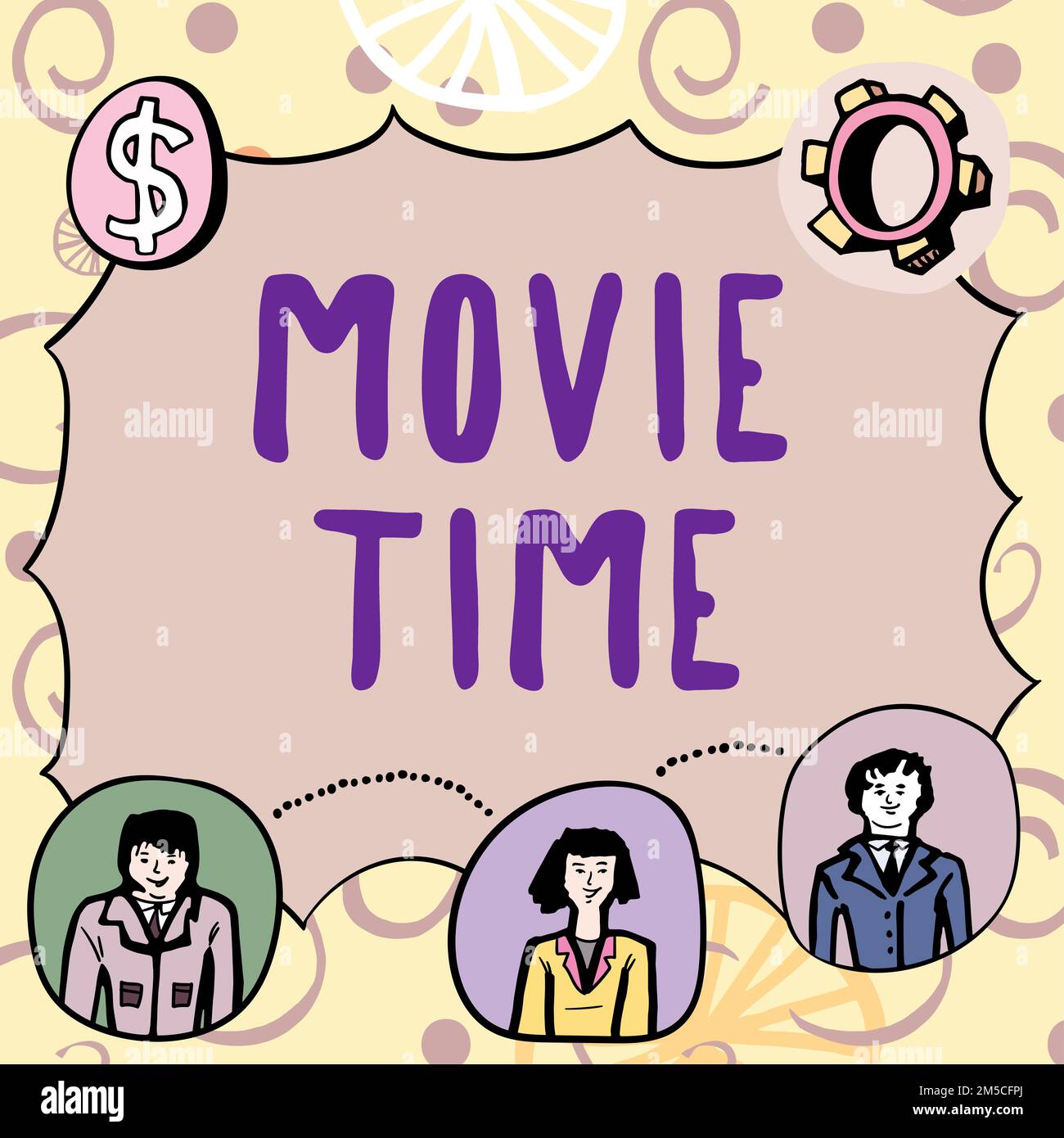 Text caption presenting Movie Time. Business idea the scheduled or ...