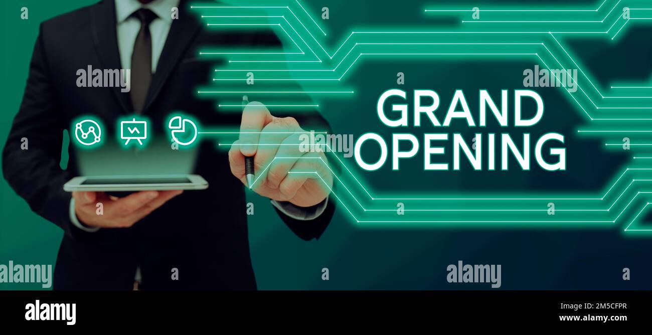 Conceptual caption Grand Opening. Conceptual photo Ribbon Cutting New ...