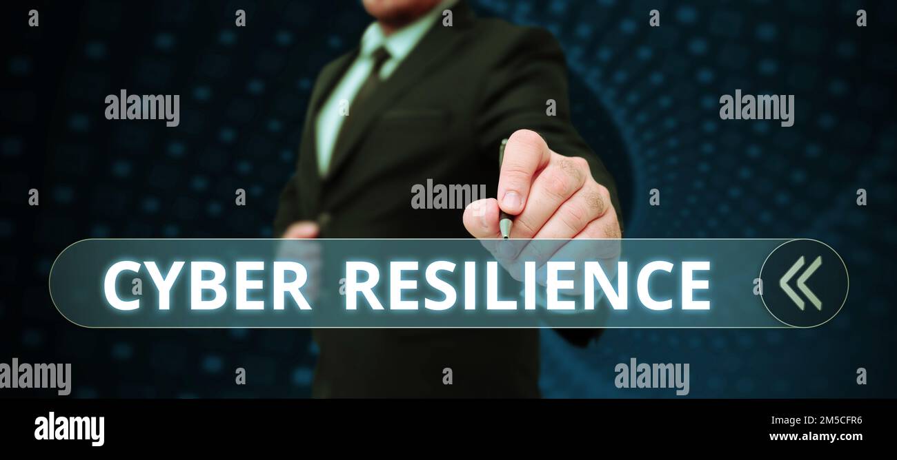 Hand writing sign Cyber Resilience. Conceptual photo measure of how ...