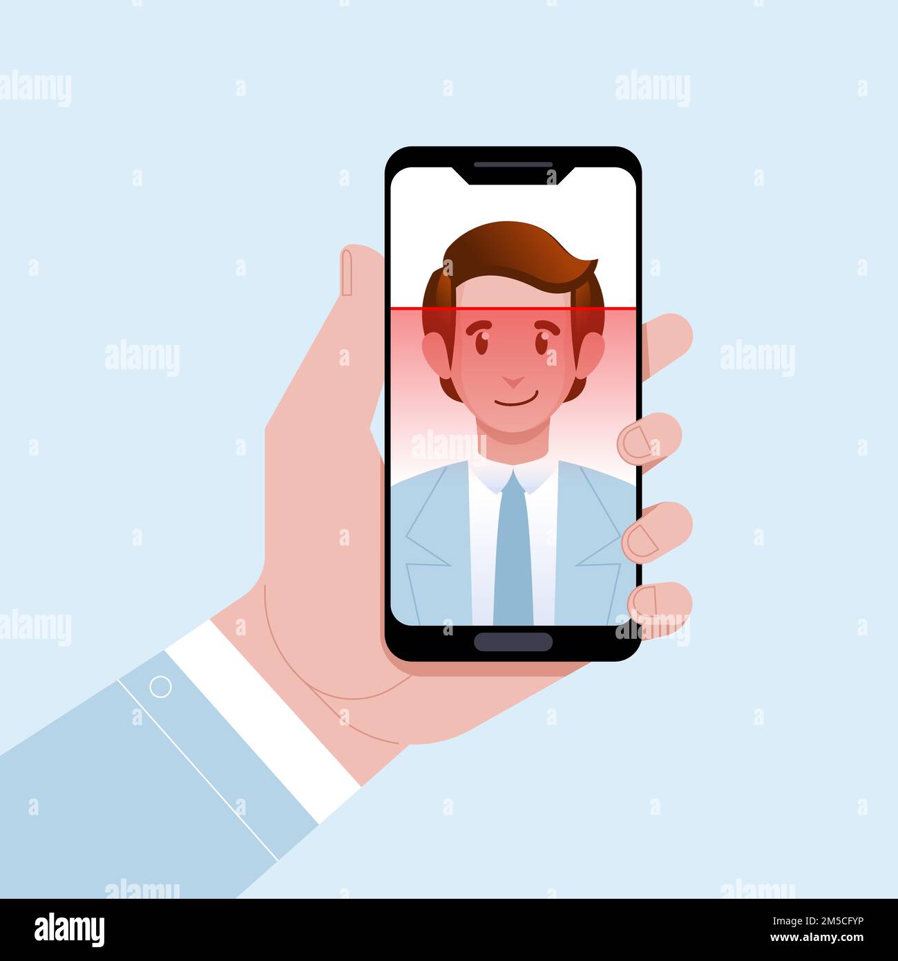 Facial recognition concept. Face ID, face recognition system. Hand ...